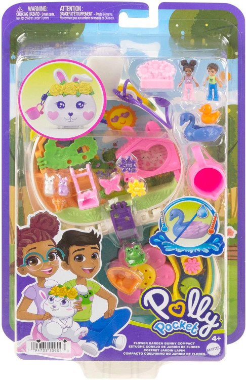 Polly Pocket Pet Connects Flower Garden Bunny Compact Micro Playset