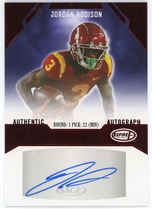 NFL 2023 Sage Single Card Red Foil Jordan Addison ASP-JA Rookie Auto ...