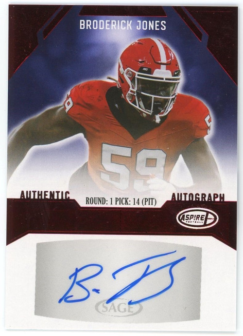 NFL 2023 Sage Single Card Red Foil Broderick Jones ASP-BJ Rookie Auto ...