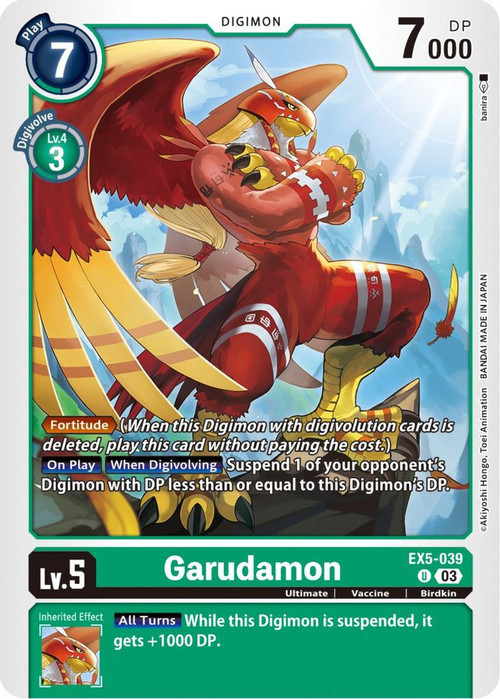 Digimon Animal Colosseum Single Card Uncommon Garudamon EX5-039 - ToyWiz