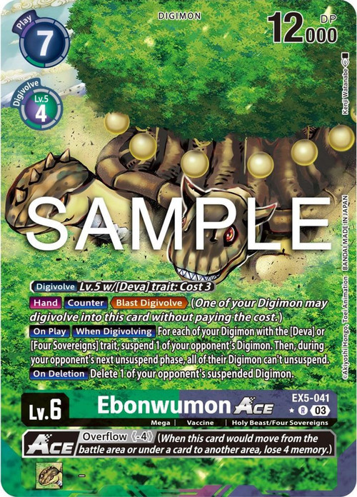 Digimon Animal Colosseum Single Card Rare Ebonwumon Ace EX5-041 Alternate Art - ToyWiz