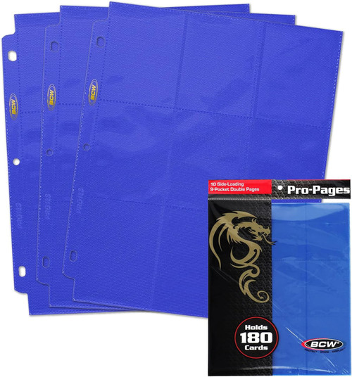 Pro Pages Side Loading 10 Count 18-Pocket Pages Blue BCW - ToyWiz