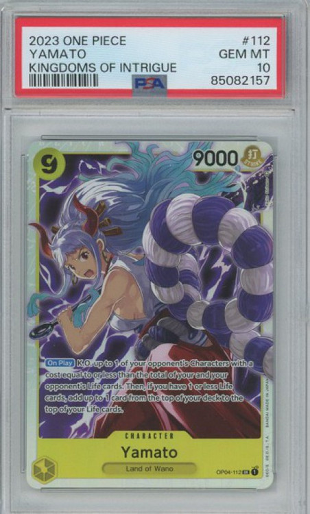 One Piece Trading Card Game Kingdoms of Intrigue Yamato Graded Card OP04-112 PSA Gem Mint 10 PSA ...