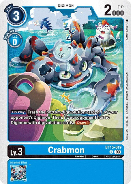 Digimon Exceed Apocalypse Single Card Common Crabmon BT15-019 - ToyWiz