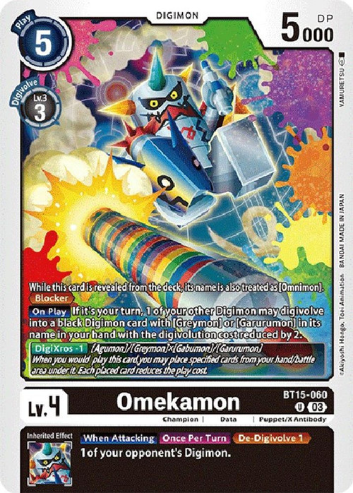 Digimon Exceed Apocalypse Single Card Uncommon Omekamon BT15-060 - ToyWiz