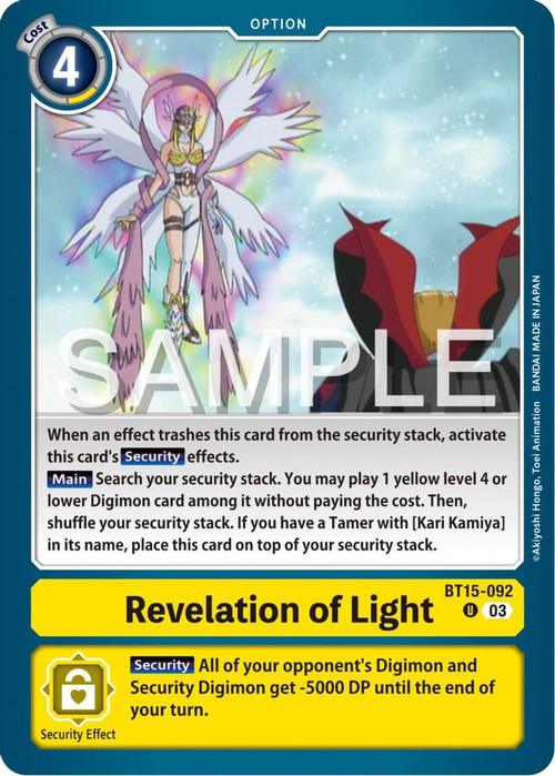 Digimon Exceed Apocalypse Single Card Uncommon Revelation of Light BT15 ...