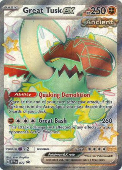 Pokemon Paldean Fates Single Card Promo Great Tusk ex SVP072 - ToyWiz