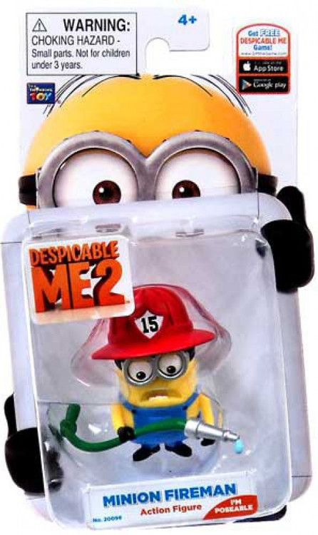 Despicable Me 2 Minion Fireman 2 Action Figure Damaged Package Think Way - ToyWiz