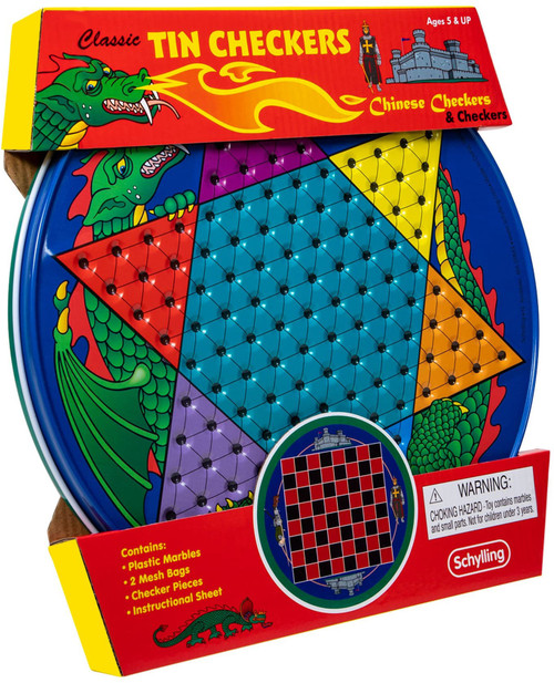 Classic Tin Checkers Chinese Checkers Checkers Schylling - ToyWiz