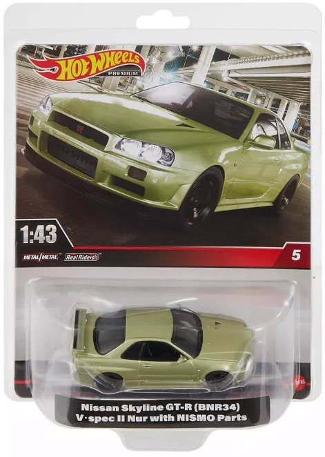 Hot Wheels Premium Real Riders Nissan Skyline GT-R BNR34 V-Spec II Nur ...