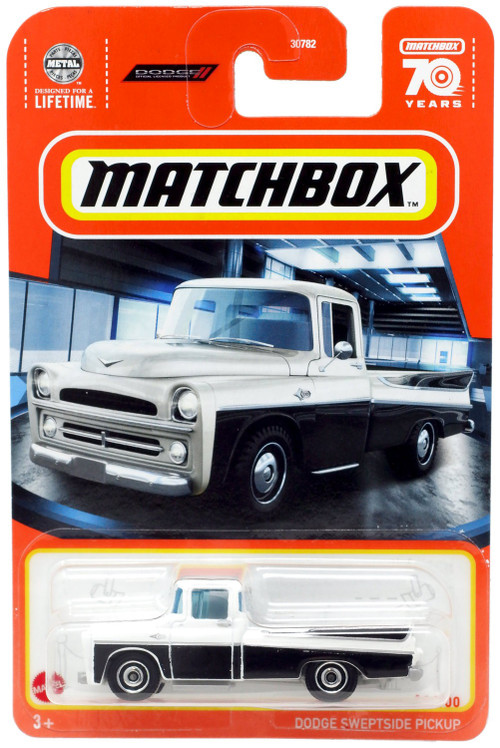 Matchbox Dodge Sweptside Pickup Diecast Car Black White Mattel - ToyWiz