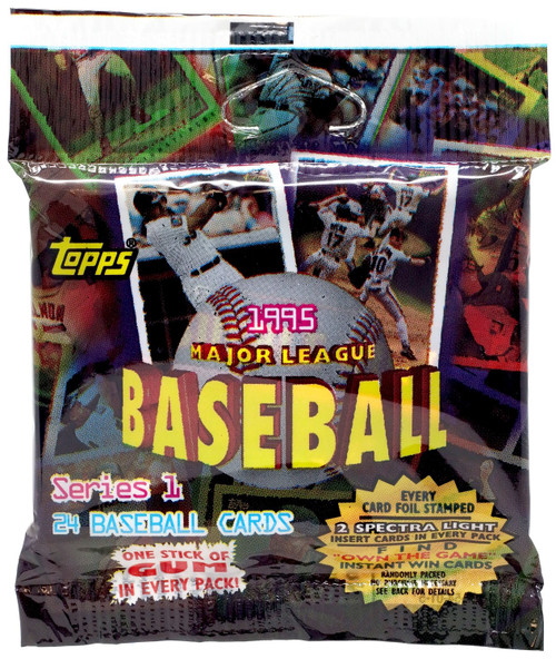 MLB Topps 1995 Series 1 Baseball Trading Card JUMBO Pack 24 Cards - ToyWiz