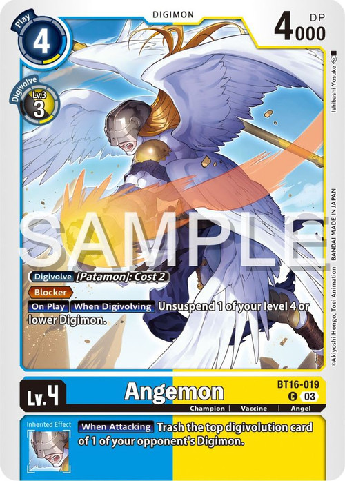 Digimon Trading Card Game Beginning Observer Single Card Common Angemon BT16-019 - ToyWiz