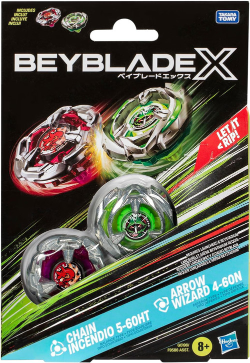 Beyblade X Chain Incendio 5-60HT and Arrow Wizard 4-60N Dual Pack Set ...