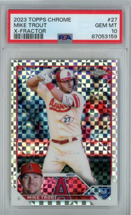 MLB 2023 Topps Chrome Single Card X-Fractor Mike Trout 27 PSA 10 - ToyWiz