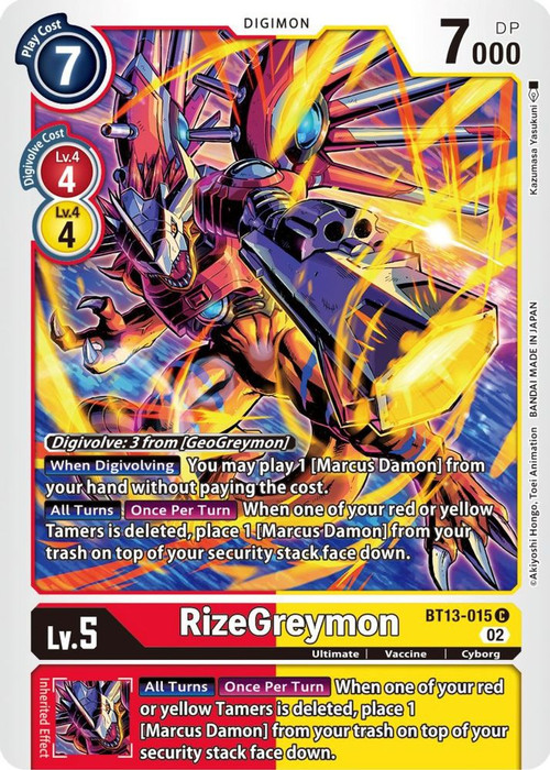 Digimon Trading Card Game Versus Royal Knights Single Card Common RizeGreymon BT13-015 - ToyWiz