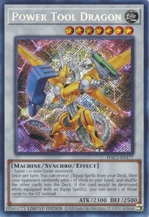 YuGiOh Single Card Secret Rare Power Tool Dragon HAC1-EN177 - ToyWiz