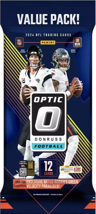 NFL Panini 2024 Donruss Optic Football Trading Card VALUE Pack 12 Cards ...
