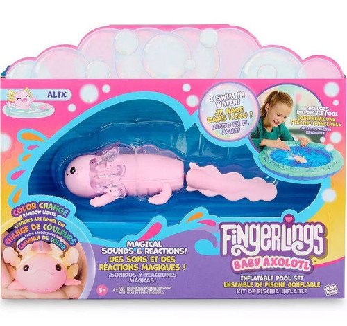 Fingerlings Baby Axolotl Alix Inflatable Pool Set Interactive Figure ...