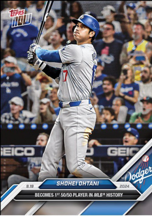 MLB Los Angeles Dodgers 2024 NOW Baseball Single Card Shohei Ohtani 722 Becomes 1st 5050 Player ...