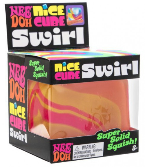 NeeDoh Nice Cube SWIRL Stress Ball 1 RANDOM Color Schylling - ToyWiz