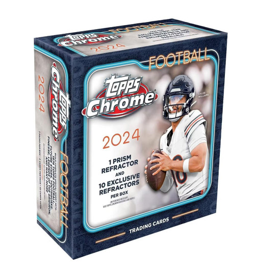 NFL Topps 2024 Chrome Football Trading Card MEGA Box 7 Packs, 1 Prism ...