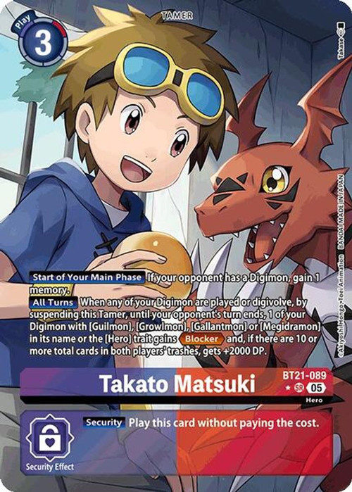 Digimon Trading Card Game World Convergence Single Card Super Rare Takato Matsuki BT21-089 ...