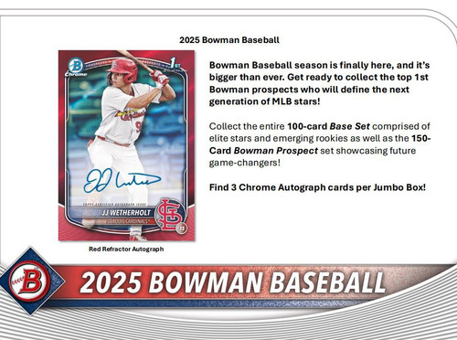 MLB Topps 2025 Bowman Baseball Trading Card HOBBY JUMBO Pack 28 Cards ...