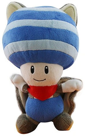 New Super Mario Bros. U Flying Squirrel Blue Toad 8.5 Plush San-Ei ...