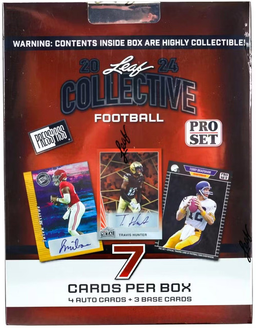 NFL Leaf 2024 Collective Football Trading Card HOBBY Box 4 Autograph 3 ...