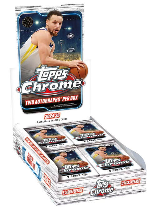 NBA Topps 2024-25 Chrome Basketball Trading Card HOBBY Box 12 Packs, 2 ...