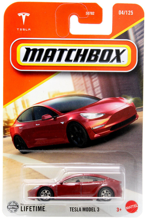 Matchbox Tesla Model 3 Diecast Car Red Mattel - ToyWiz