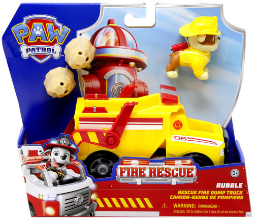 Paw Patrol Fire Rescue Rubble Rescue Fire Dump Truck Vehicle Figure ...