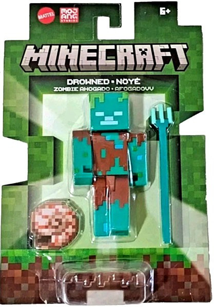 Minecraft Drowned Zombie 3.25 Action Figure Mattel Toys - ToyWiz