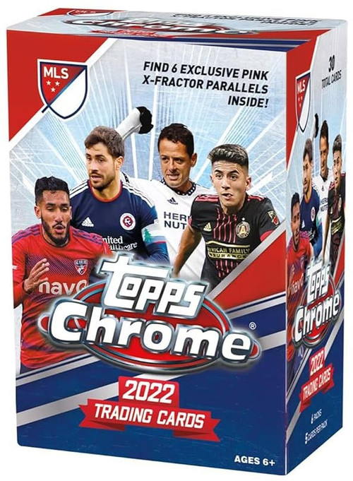 MLS Topps 2022 Chrome Soccer Trading Card BLASTER Box 6 Packs, Pink X ...