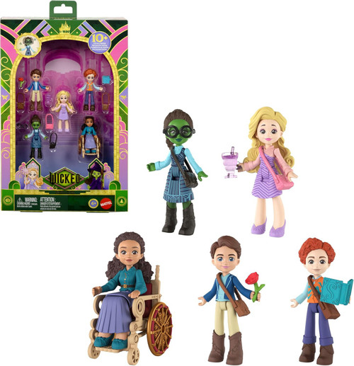 Wizard of Oz Wicked Students of Shiz Small Doll 5-Pack Elphaba, Glinda ...