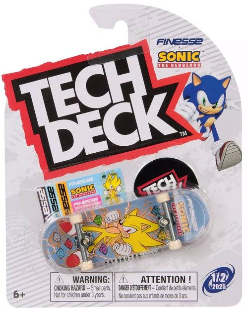 Tech Deck Sonic the Hedgehog Super Sonic Mini Skateboard Finesse Spin ...
