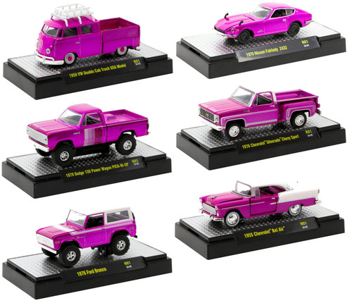 M2 Machines Pink Chrome Series 164 Diecast Vehicle Set Castline - ToyWiz