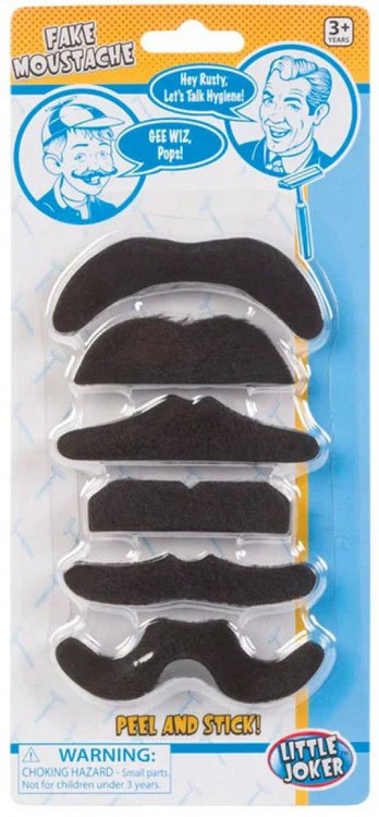 Little Joker Fake Moustache 6-Pack Toysmith - ToyWiz