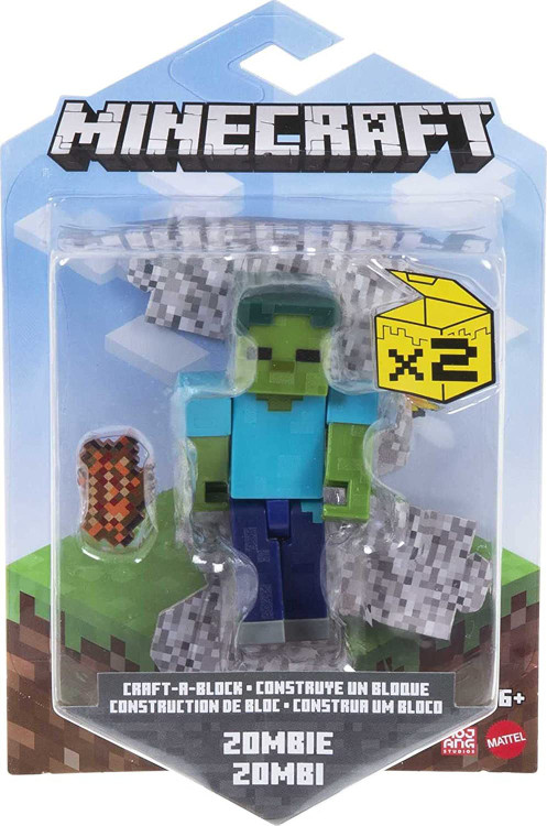 Minecraft Craft-A-Block Zombie 3.25 Action Figure Damaged Package ...