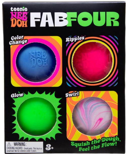 NeeDoh Teenie Fab Four Color Change, Ripples, Glow Swirl 2.5 Stress ...
