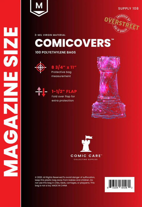 Comicovers Supply 108 Magazine Size Comic Bags 100 Count Comic Care ...