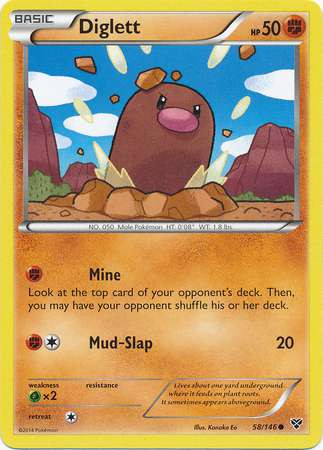 Pokemon Trading Card Game XY Base Set Single Card Common Diglett 58 - ToyWiz