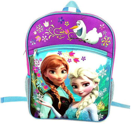 Disney Frozen Anna Elsa Backpack Purple Blue Flowers Global Design ...