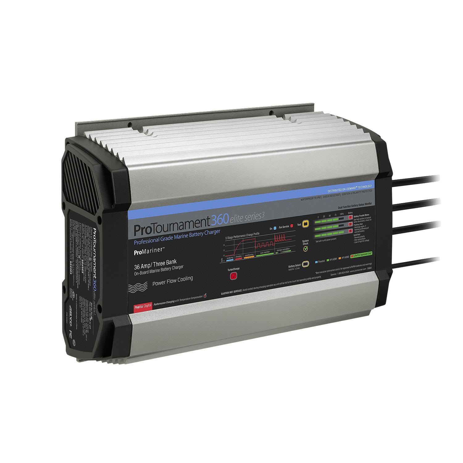 ProMariner ProTournament 360 36 Amp Battery Charger 12/24v 2 Bank 120v ...