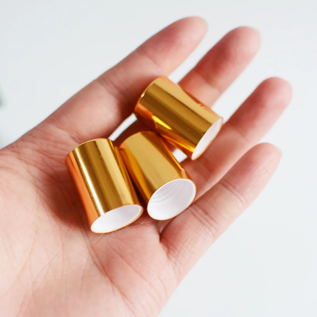 10mm Aluminum Shiny Gold Caps For 5ml & 10ml Roll on Bottle