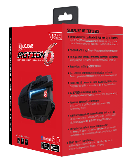 UCLEAR Motion 6 Helmet Bluetooth - Single Pack - Speed Addicts