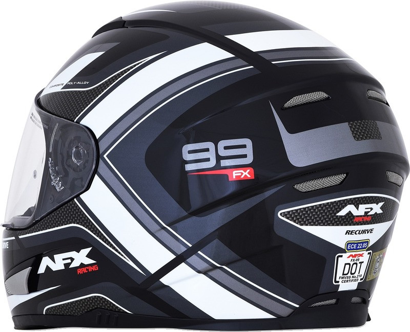 AFX FX-99 Black White Recurve Helmet - Speed Addicts