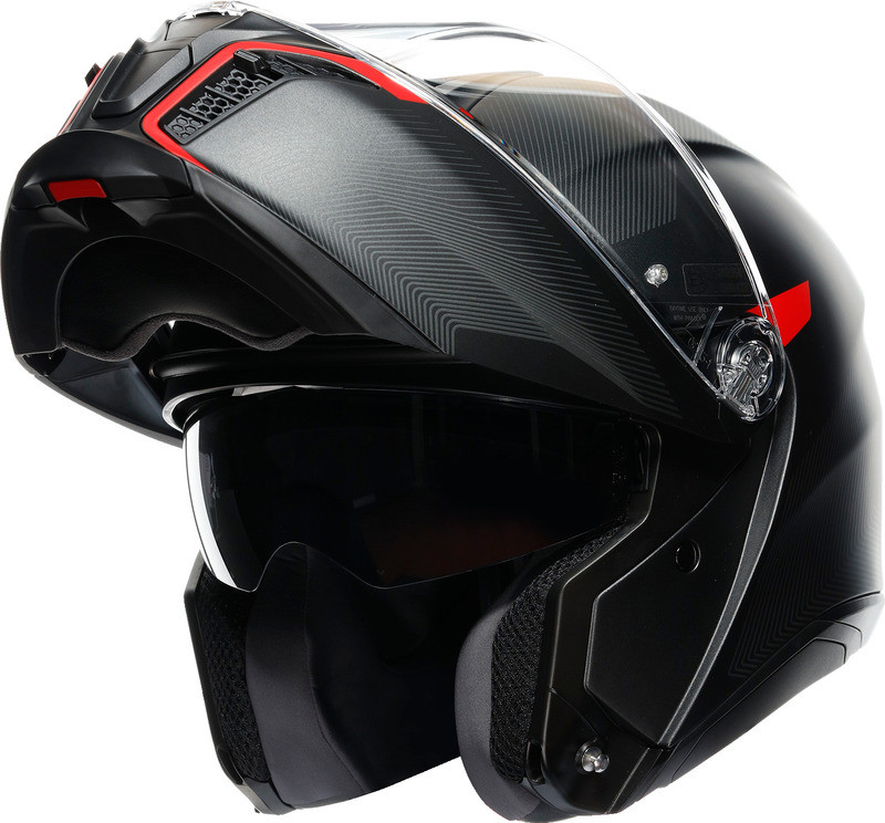 AGV Tourmodular Frequency Gunmetal Red Helmet - Speed Addicts