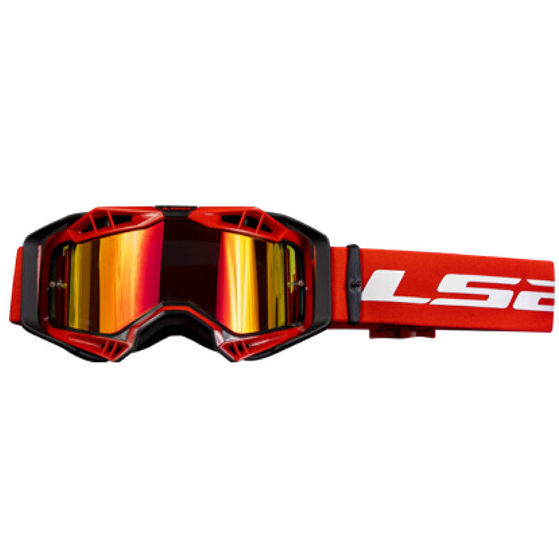 LS2 Aura Pro Black Red Red Iridium Lens Goggles - Speed Addicts
